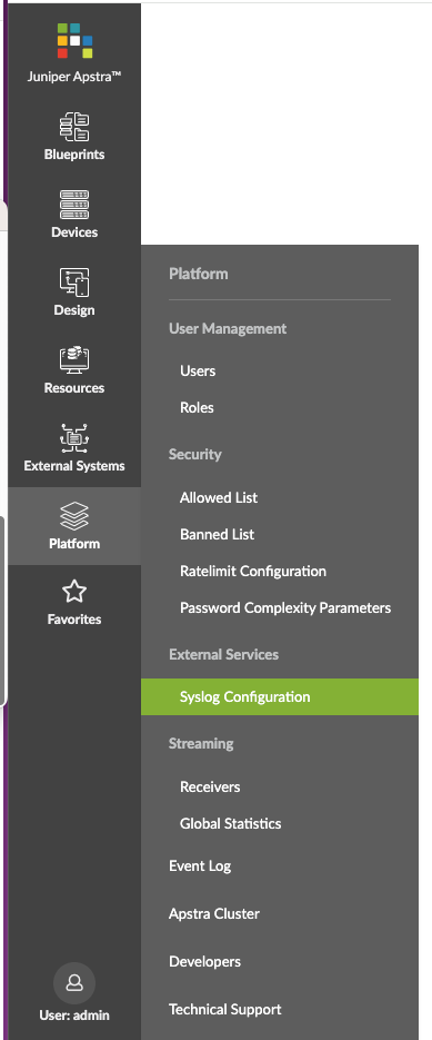 [Juniper Apstra] Using external syslog messaging