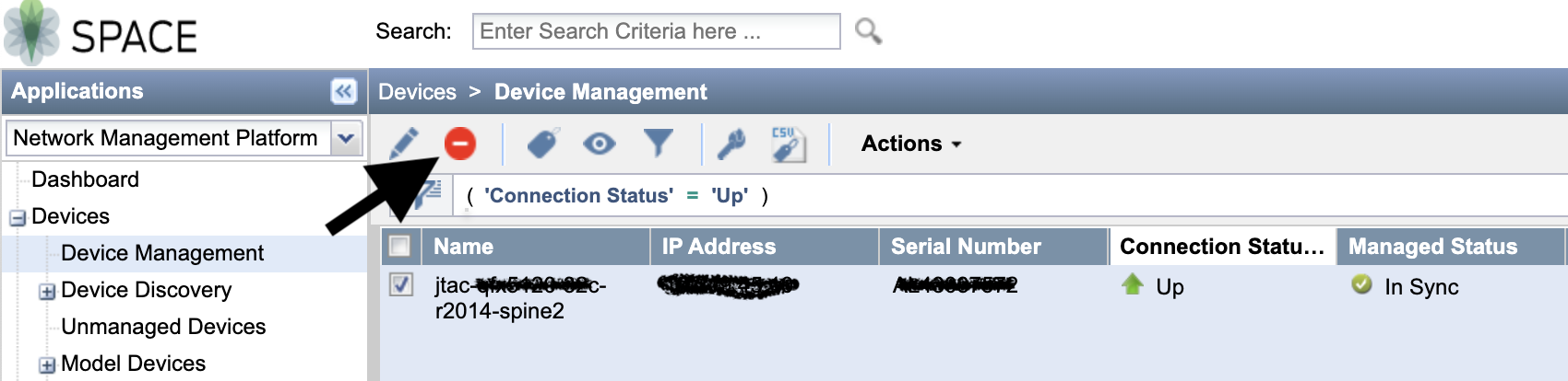 How to delete a device from Junos Space