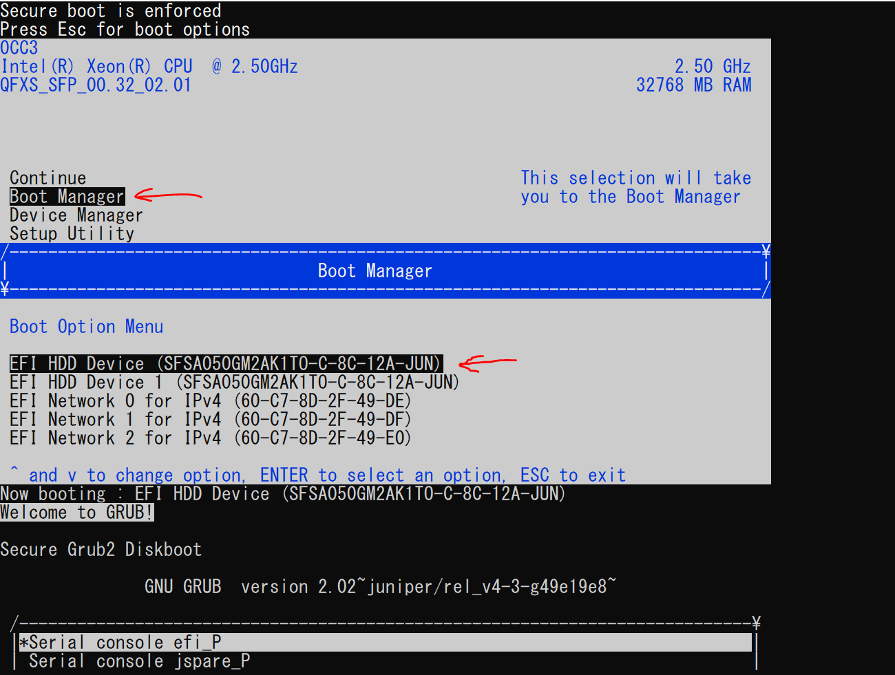 [MX/PTX] Device Down After Upgrade, Stuck in Boot Manger "Started run_jflow service"