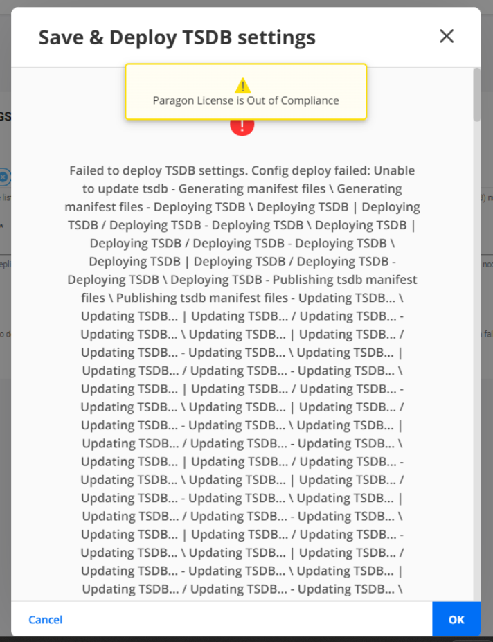 Paragon Automation TSDB replication failed