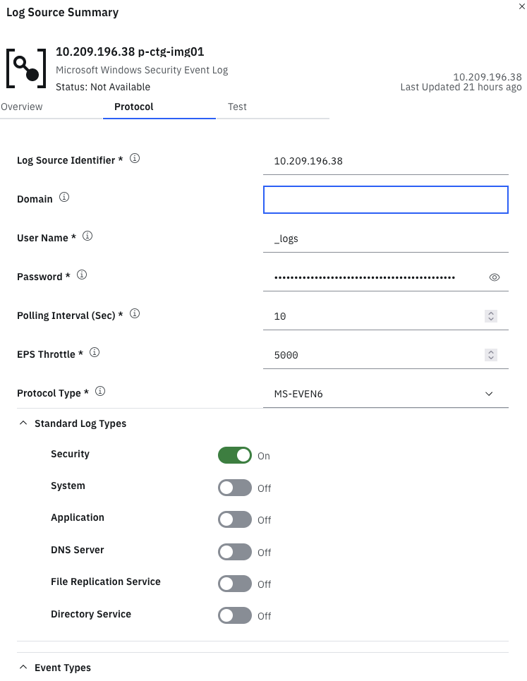 [JSA] Windows log sources added using the MSRPC protocol fail the test ...