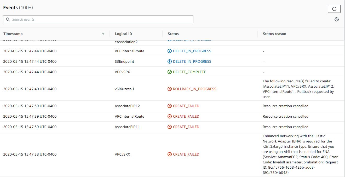 vSRX type selection in AWS CloudFormation automation environment