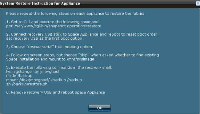 How to restore the Junos Space device from a system snapshot