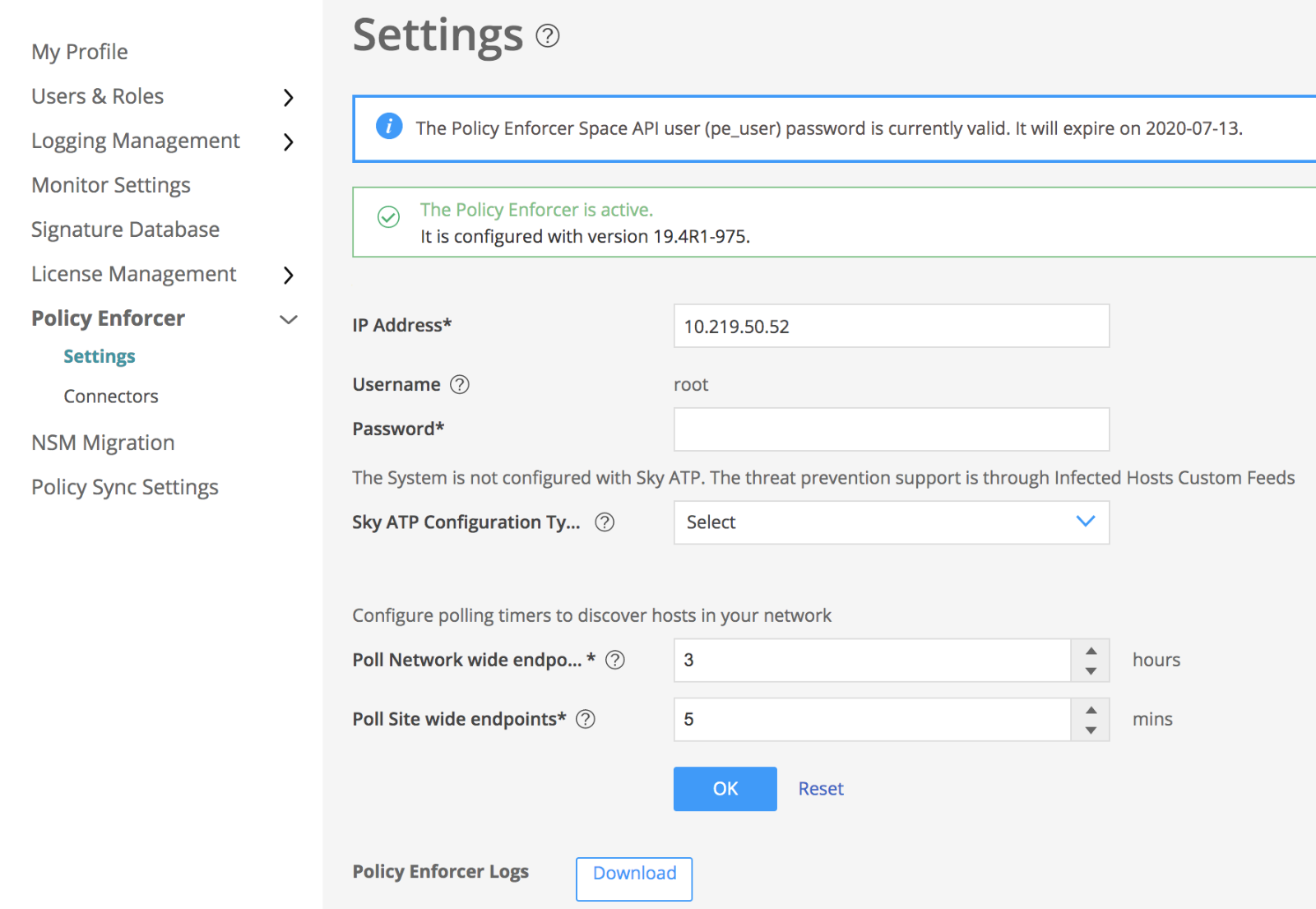 [Junos Space] How to collect Policy Enforcer logs