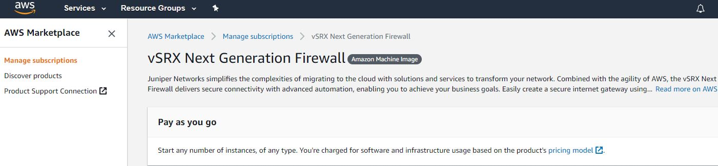 vSRX type selection in AWS CloudFormation automation environment