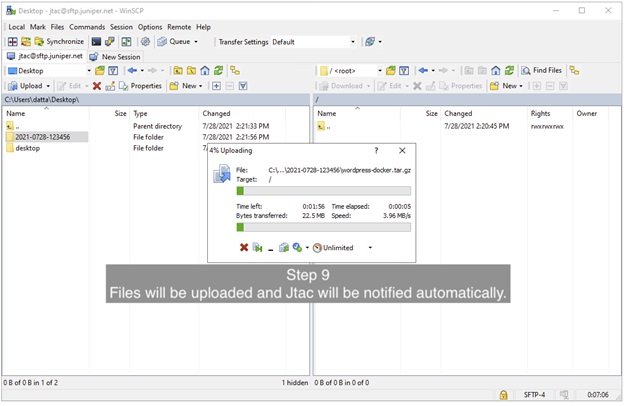 How to upload large files to a JTAC support case using SFTP