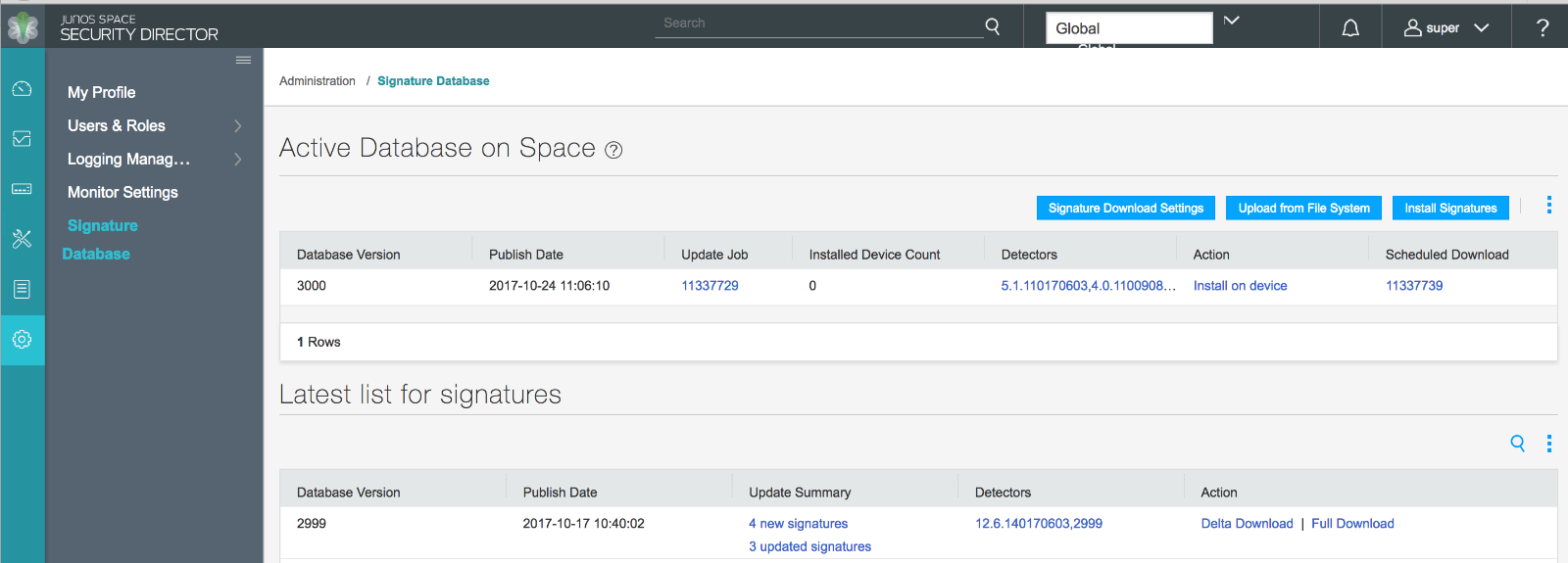 [Junos Space] Security Director Offline IDP (IPS) Signature update ...