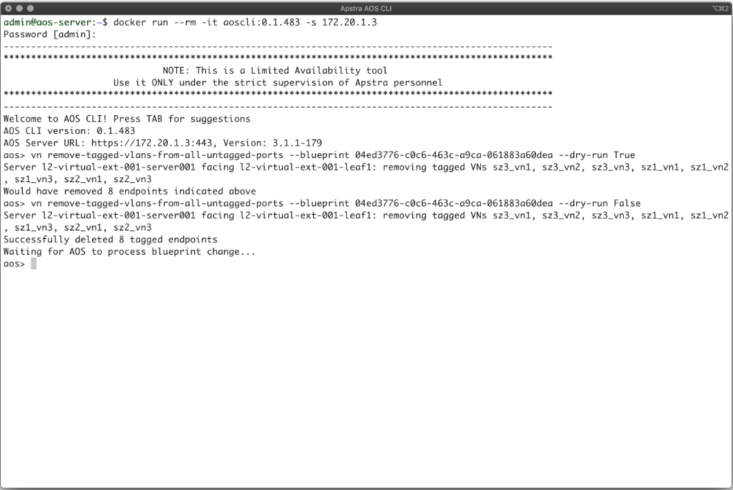 [Juniper Apstra] How to remove tagged Virtual Networks using AOS-CLI