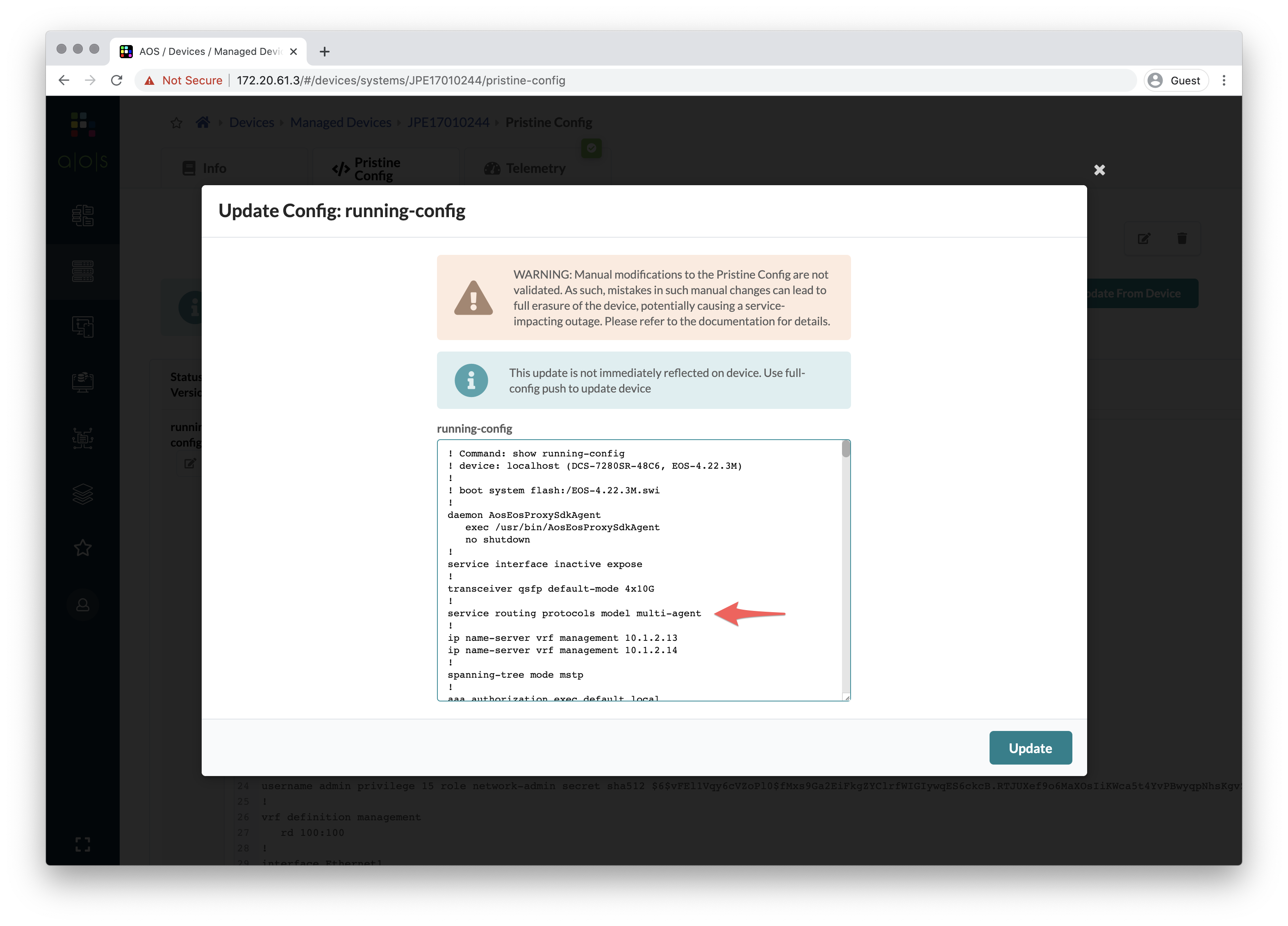 [Juniper Apstra] How to use Apstra-CLI to update Device Pristine Configuration