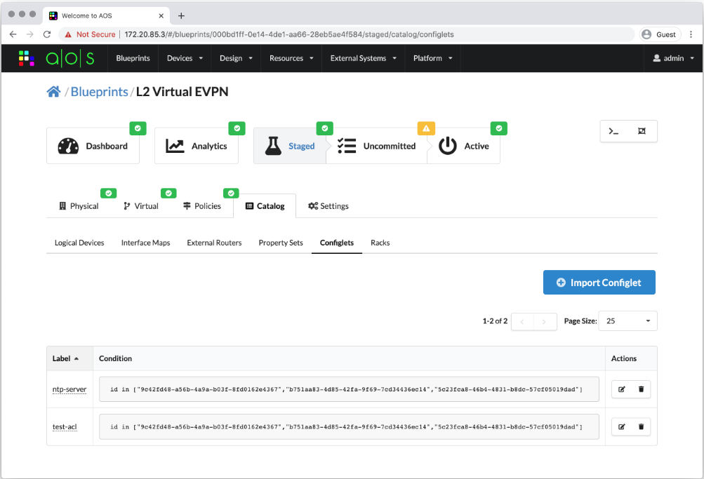 [Apstra] Using AOS-CLI to import Configlet changes