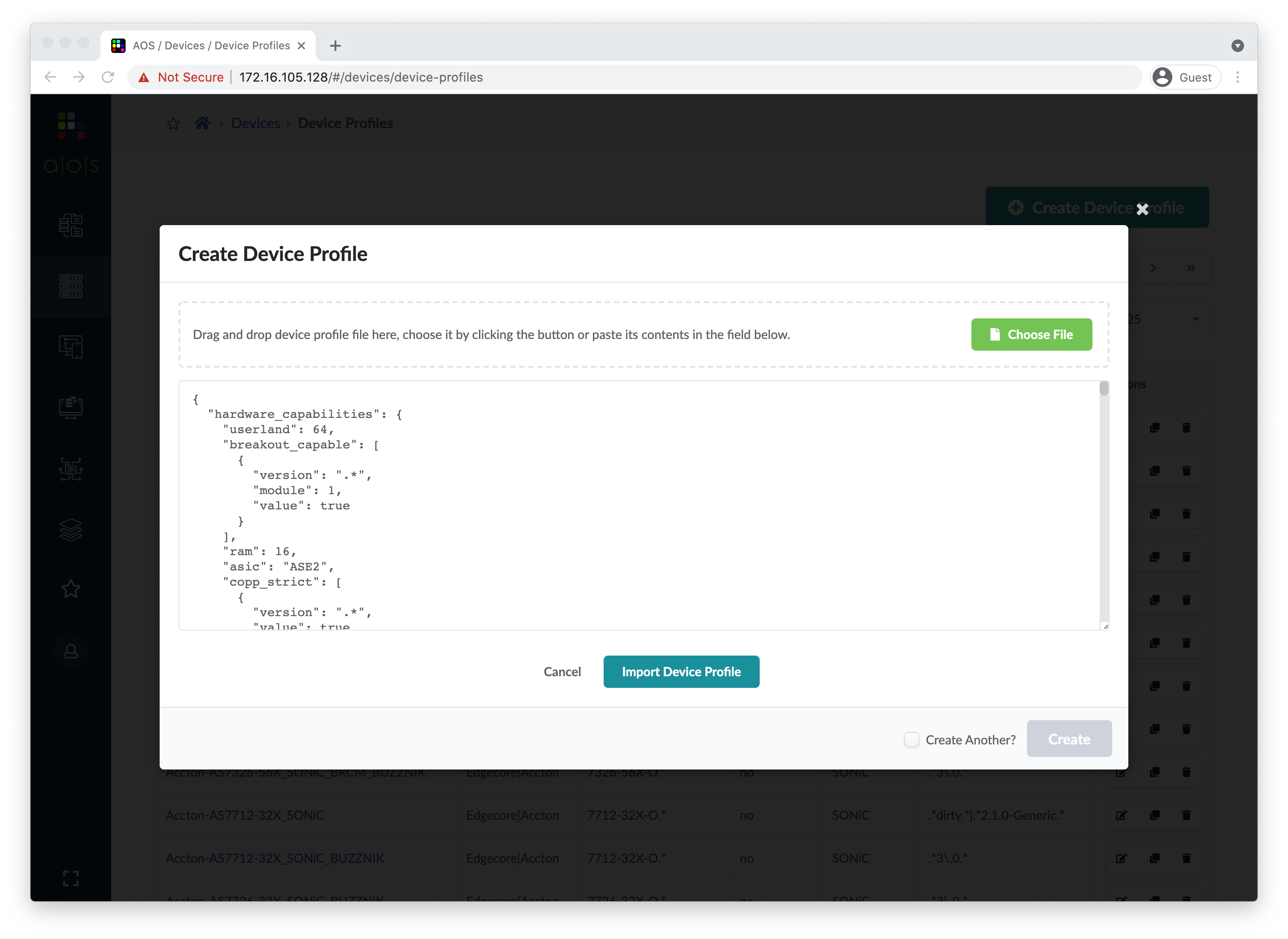 [Apstra] Creating a Device Profile for Cisco C93108TC-FX