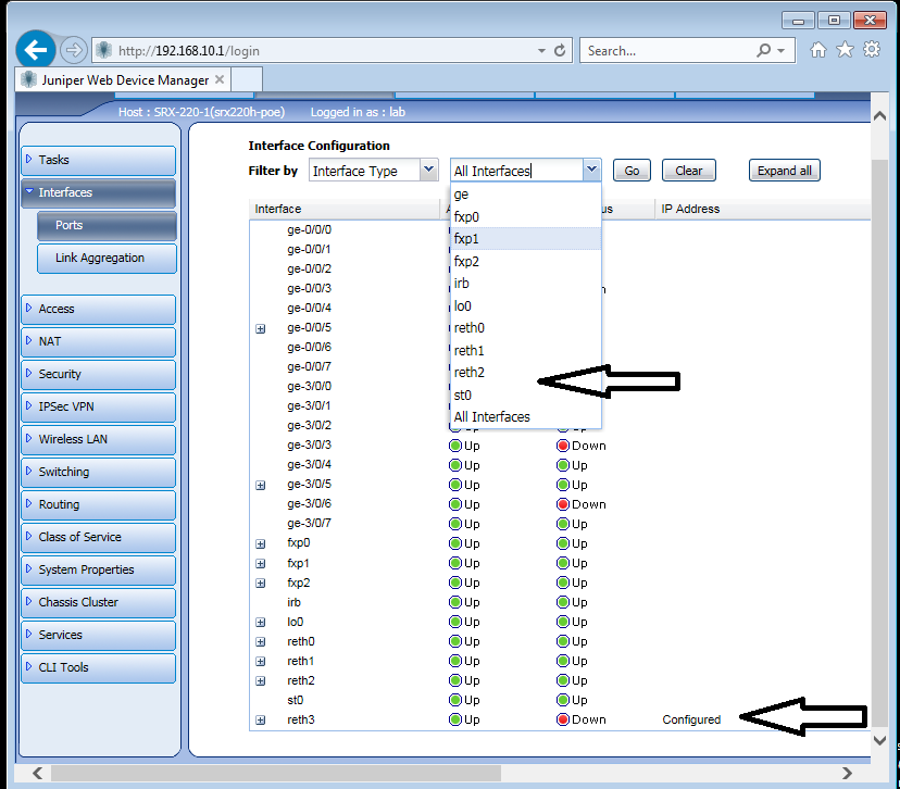 [SRX] J-web shows reth interface's IP address is marked as 'configured ...