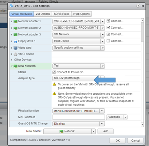 [vSRX] How to add SR-IOV interface as a network adapter