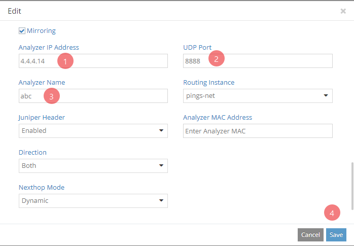 [Contrail] Example - Contrail Port Mirroring Configuration and Verification